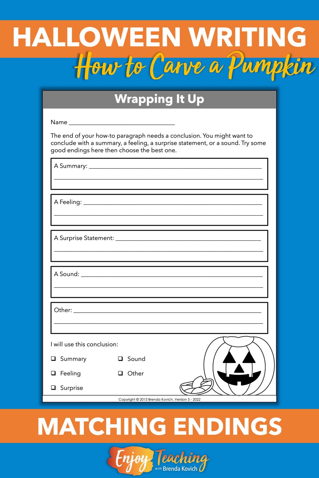 Halloween Writing Prompt - Carving Pumpkins