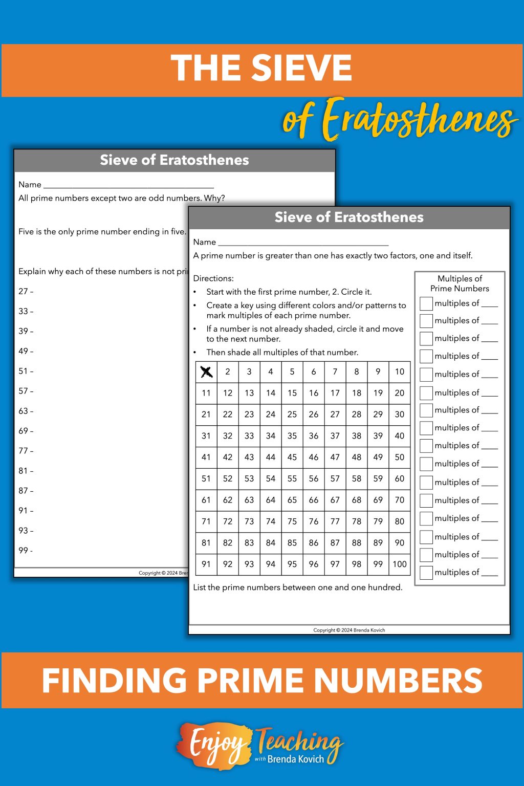 The Sieve of Eratosthenes - Powerful Prime Number Activity - Enjoy ...